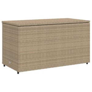 QJBSAVVA Patio Storage Cabinet, Office Cabinet Storage Box Tool Shed Garden Box Suitable for Outside Patio Kitchen Apartments Beige 43.3"x21.7"x23.8" Poly Rattan