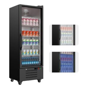 hipopller 16.2 cu.ft commercial display refrigerator, upright swing glass door merchandiser fridge with led lightning, reach-in beverage cooler for home office shop restaurant, etl approved, black