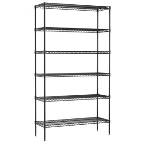 lynkloft 6-tier wire shelf 72" x 16" x 42" metal storage shelves - each shelf can hold 250 pounds - adjustable storage racks nsf wire shelving units for basement garage kitchen, black