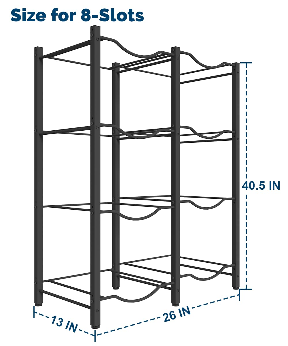 mocomax 5 Gallon Water Jug Rack, Detachable Water Bottle Holder for 8 Bottles, 4 Tier Heavy Duty Water Cooler Jug Rack, Water Bottle Organizer Storage Rack for Kitchen, Office, Living Room, Black