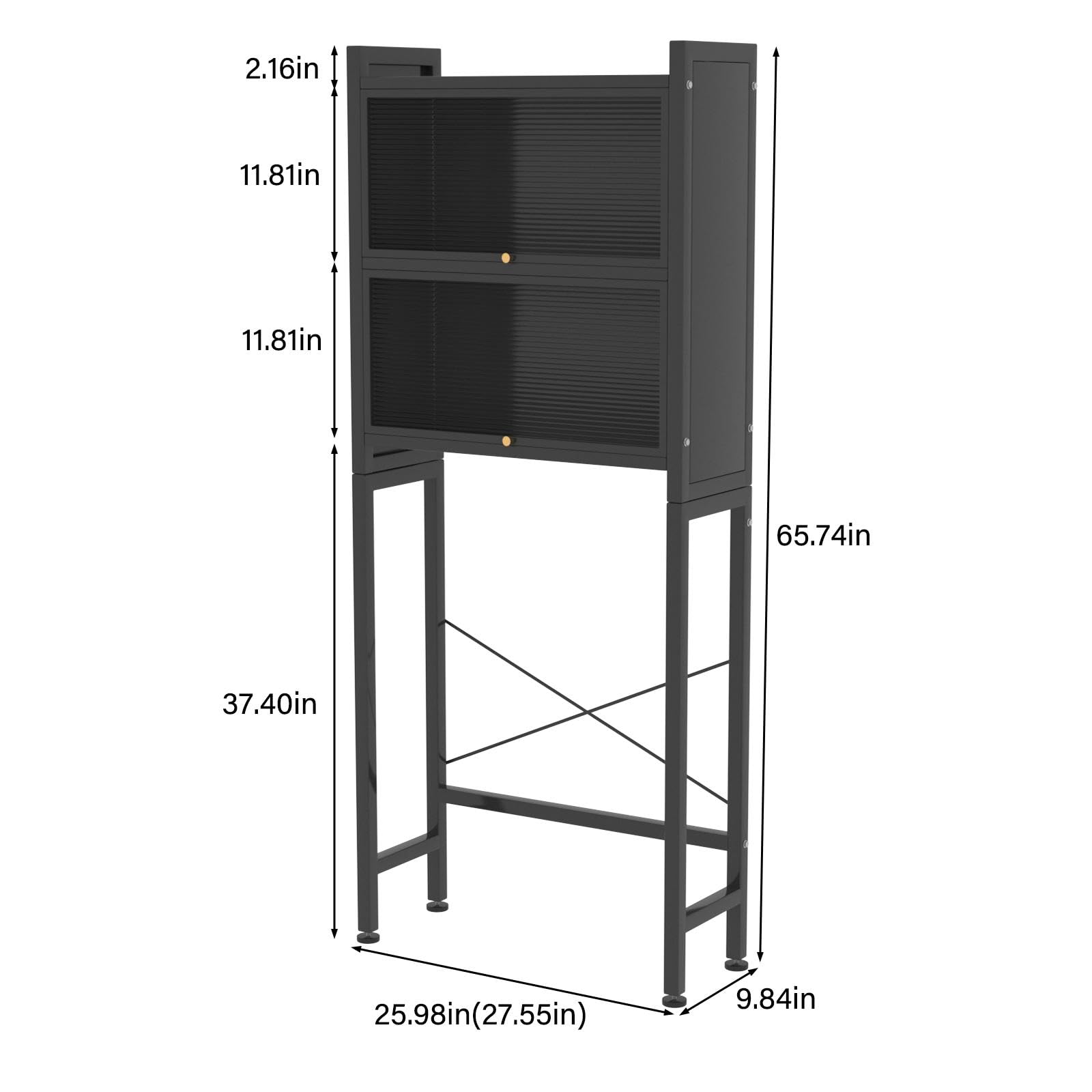 JUSCHIPEXL Over The Toilet Storage, Bathroom Organizer Shelf, Freestanding Bathroom Organizer Over Toilet with PC Material Door, Space Saving Toilet Rack for Bathroom, Restroom, Laundry Black.