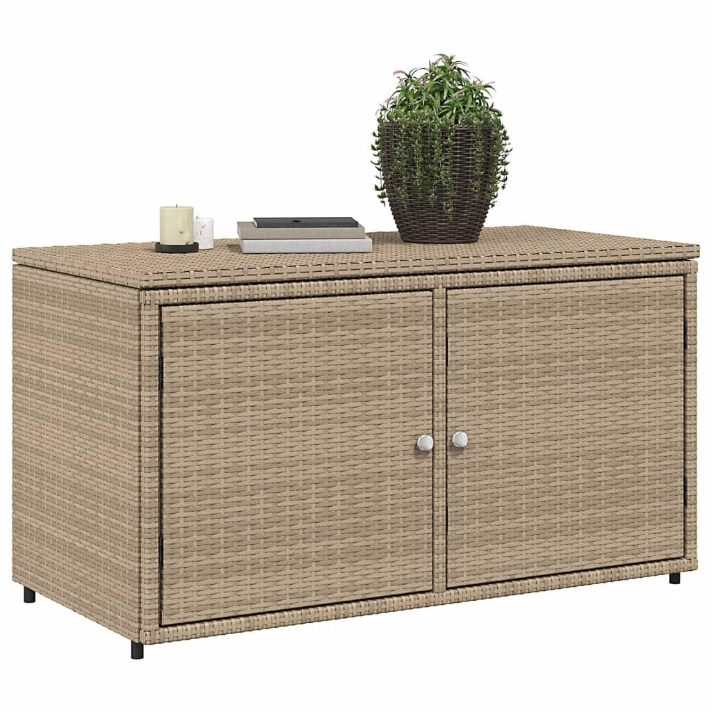 QJBSAVVA Patio Storage Cabinet, Office Cabinet Storage Box Tool Shed Garden Box Suitable for Outside Patio Kitchen Apartments Beige 43.3"x21.7"x23.8" Poly Rattan