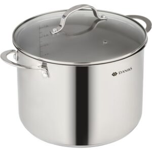 daniks professional stainless steel stockpot with lid 8 qt | large stock pot for soup, stew, pasta, vegetables | induction deep cooking pot