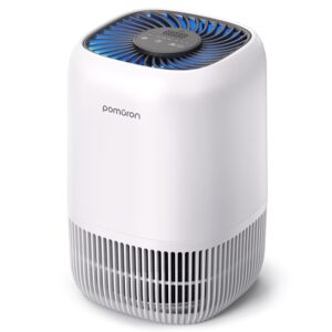 pomoron air purifiers for bedroom home, air filter cleaner with fragrance sponge, h13 true hepa filter for smoke, allergies, pollen, pet dander, odor, dust, portable air purifier for bedroom office