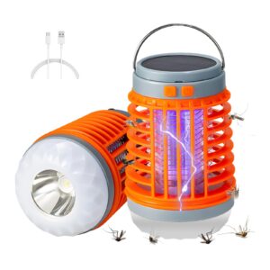 mozz guard mosquito zapper 2024, new solar outdoor waterproof mosquito lamp, portable suitable for home garden, camping, picnic (orange-1pc)