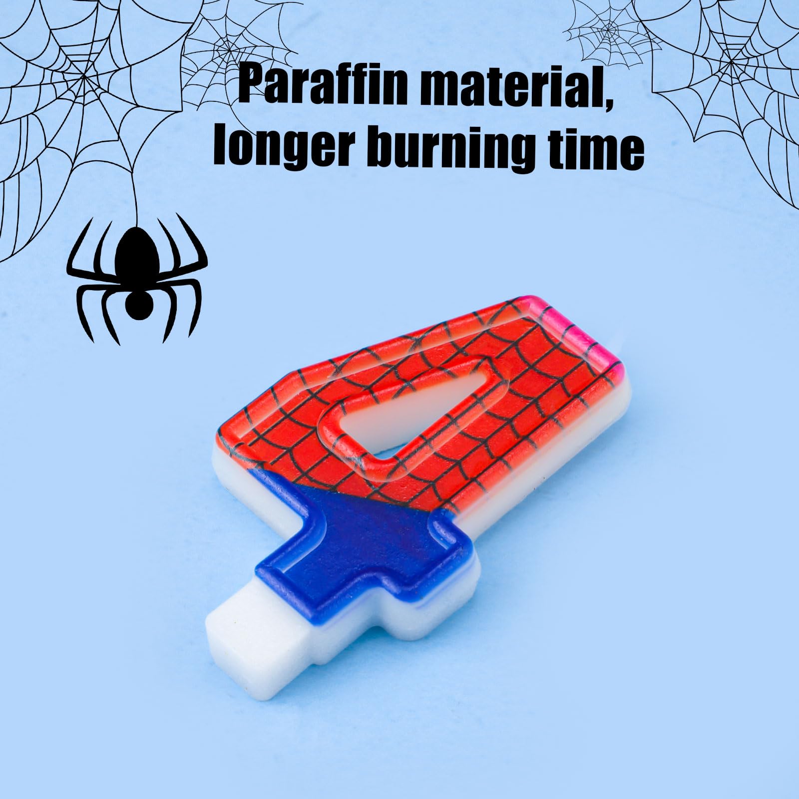 Spider Themed Birthday Candles, Spider Web Candles Number Candle Cake Topper Candle Birthday Cake Candles Birthday Cake Decorations for Boy Birthday Party Halloween Party Supplies(4)