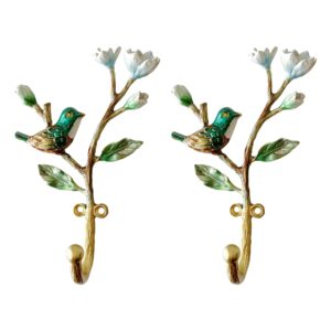 pewery vintage bird shaped decorative wall hooks rack hangers for hanging clothes coats towels keys hats, 2 pack antique metal mounted wall hook