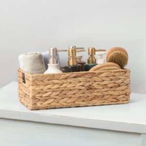 LIANTRAL Wicker Baskets for Organizing 4 Pack, Small Woven Baskets for Shelves, Decorative Water Hyacinth Baskets with Handles, Rattan Basket for Shelf.