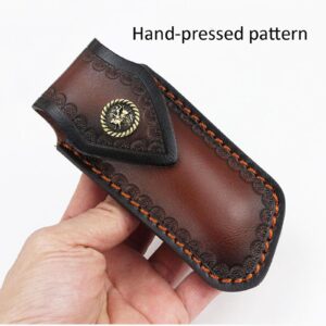 2 Pcs Leather Folding Knife Pouch,Leather Knife Holster with Snap Closure Belt Loop Portable Folding Knife Sheath Excellent Gifts for Men