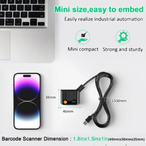 Symcode 2D Embedded Barcode Scanner Fixed Mount Barcode Scanner Scan Engine, Ultra-Rugged Metal Cover 1D 2D QR Barcode Scanner with Auto Sensing