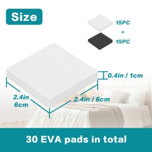 SOLIPECT 30 Pcs Furniture Pads, Eva Foam Headboard Stoppers for Wall, Bed stoppers, Anti-Vibration Soundproof Pads for Bed Frame|Headboard, Self Adhesive, Square Black and White