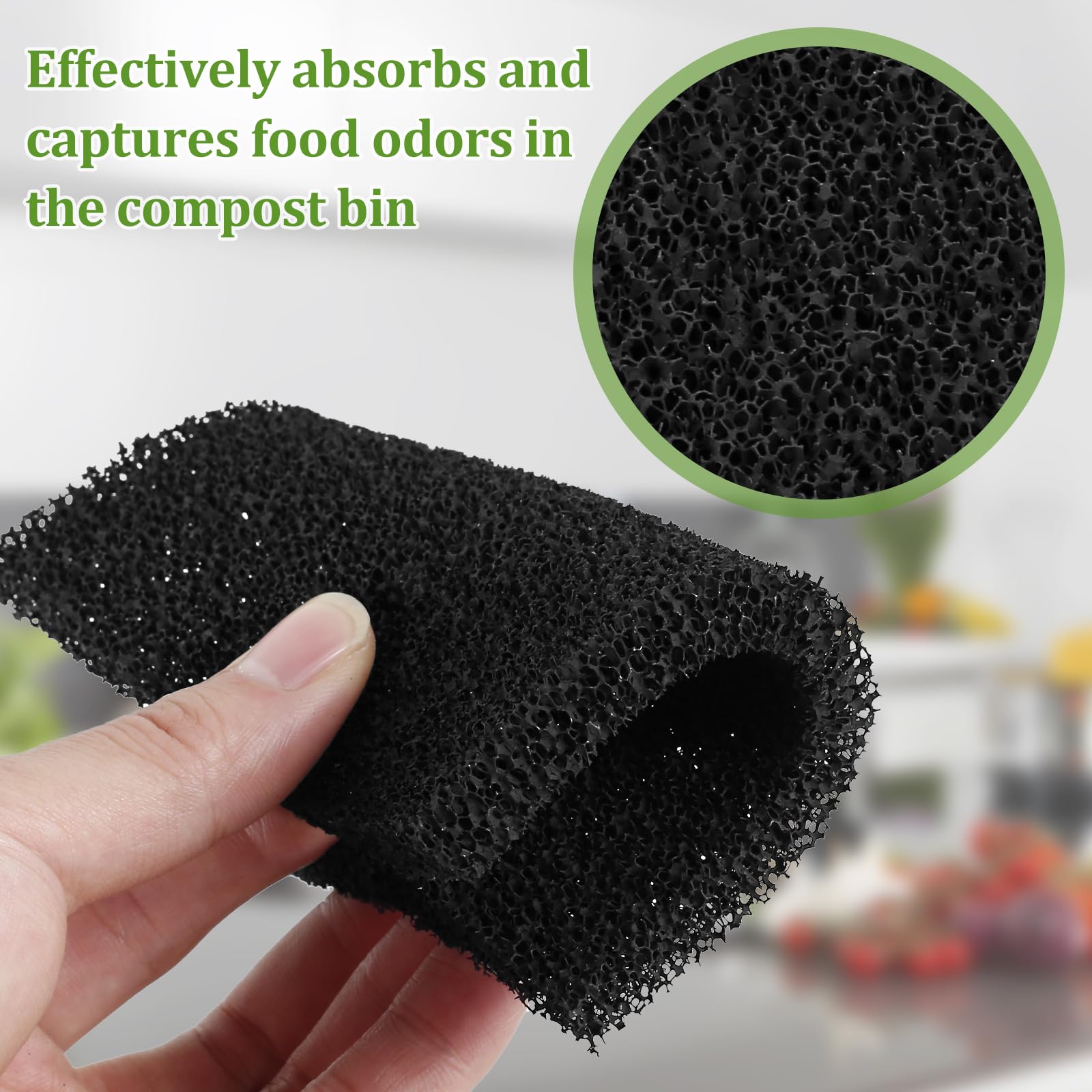 12Pcs Charcoal Filters for Kitchen Compost Bin 12cm Square Activated Carbon Compost Bin Filters Efficient Replacement Compost Filters Compost Bin Kitchen Charcoal Filter 5mm Thick for Countertop Bin ○