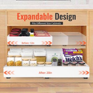 21" Deep Expandable Pull Out Cabinet Organizer,(12"-20")Slide Out Drawers For Kitchen Cabinets,Adhesive With Nano Film, Peel and stick Pull Out Drawers For Cabinets In Kitchen, Pantry (white)