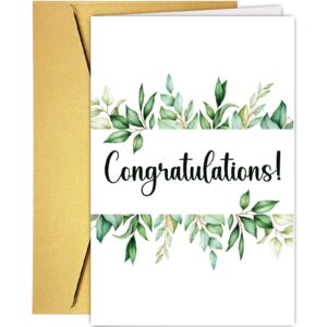 supoeguk leaf graduation card for him her, floral congratulations card for new graduate, grad card, new job card, well done card