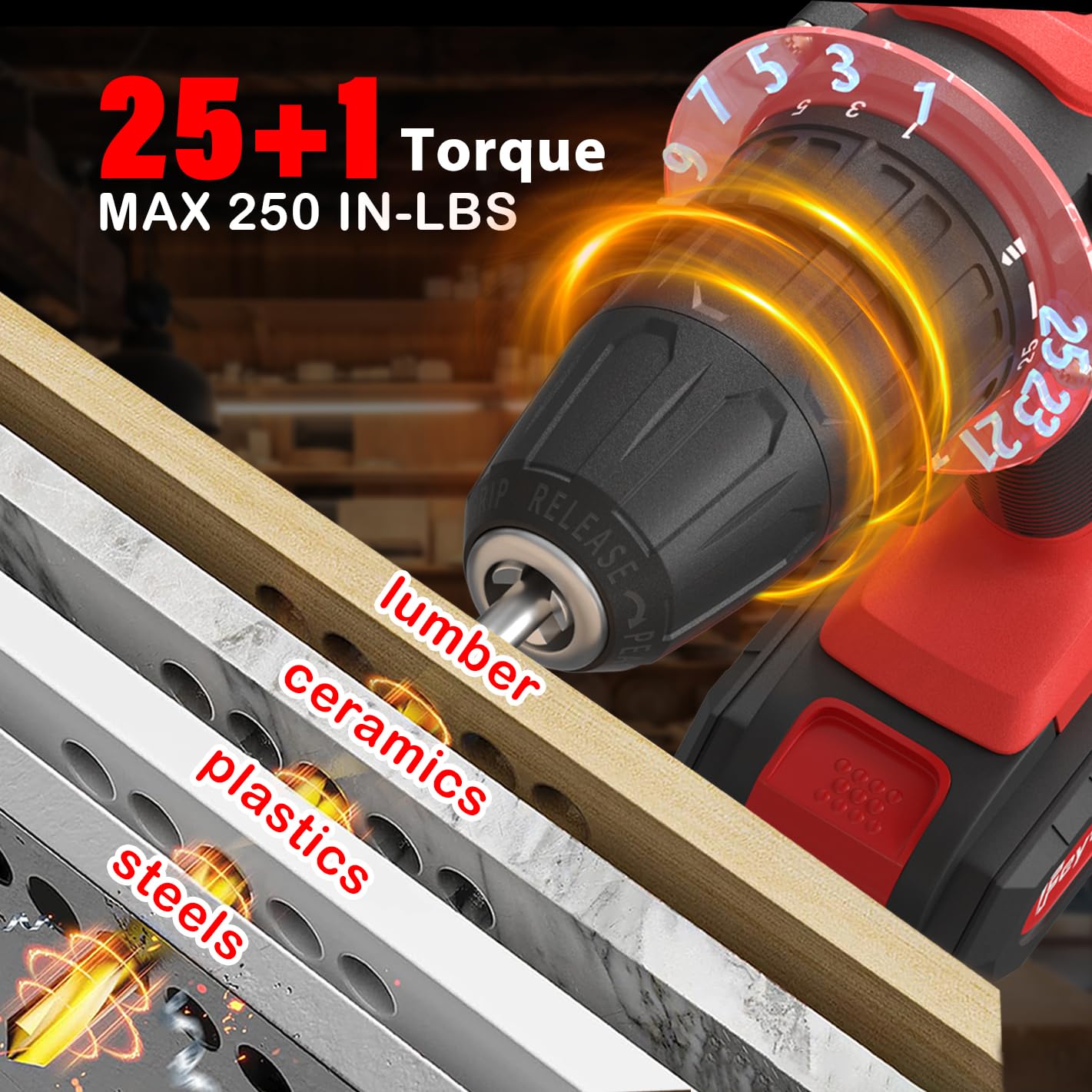 Cordless Drill Set, 21V Power Drill Kit with 398 inch-lbs & Torque Rating 25+1, 2 Variable Speeds Electric Power Drill 3/8” Keyless Chuck with LED & 29 pcs Accessories Electric Driver for DIY (1.5 Ah)