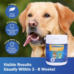 CuteBone Dog Teeth Cleaning Powder - Dog Dental Powder Pet Breath Freshener - Safe & Effective Natural Oral Care Formula Reduces Plaque & Tartar Promotes Healthy Gums Easy-to-Use for Dogs & Cats