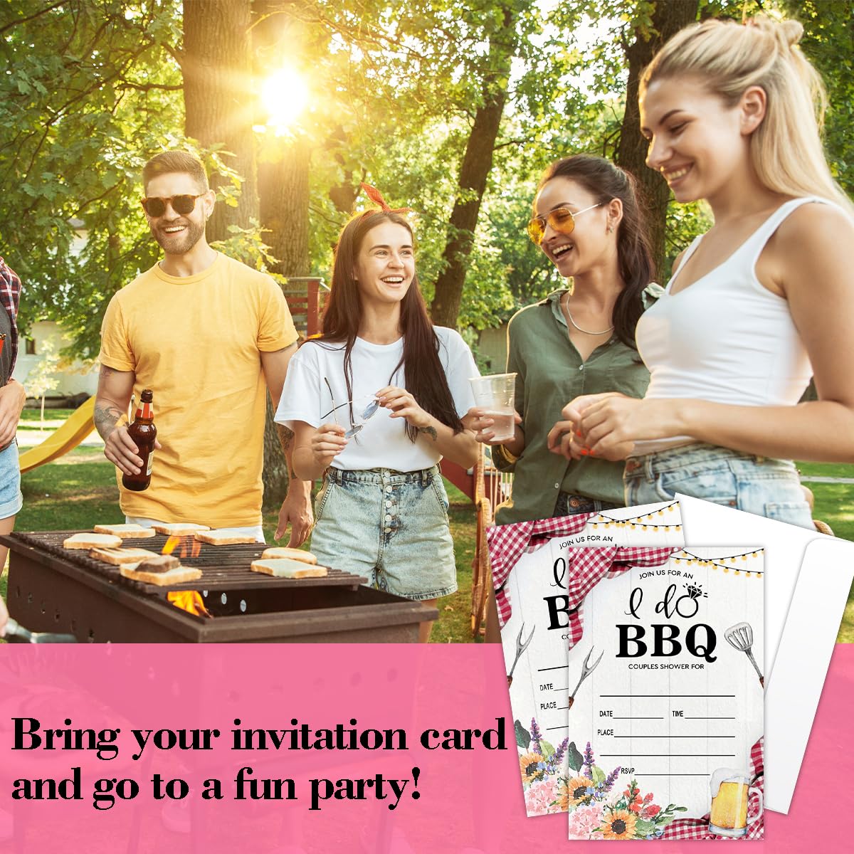 LONLONBANG I Do BBQ Invitations with Envelopes for Wedding Bridal Shower Couple Shower Invites Barbeque Picnic Grill Cook Out Invite Cards Rehearsal Dinner Picnic Party Invitations -L794