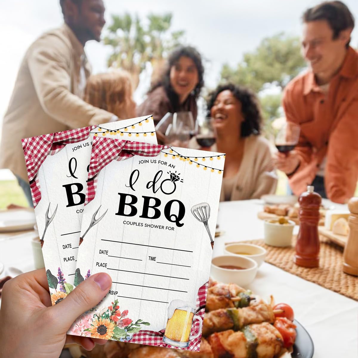 LONLONBANG I Do BBQ Invitations with Envelopes for Wedding Bridal Shower Couple Shower Invites Barbeque Picnic Grill Cook Out Invite Cards Rehearsal Dinner Picnic Party Invitations -L794