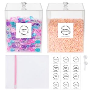 fexia 2 pack laundry pods containers for laundry room organization and storage large acrylic containers with lids and labels for laundry detergent laundry pods