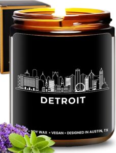 detroit candle, detroit skyline gifts, city of detroit gifts for men and women, detroit gift ideas, moving away & home sick gift, souvenirs, birthday, christmas, gift-ready