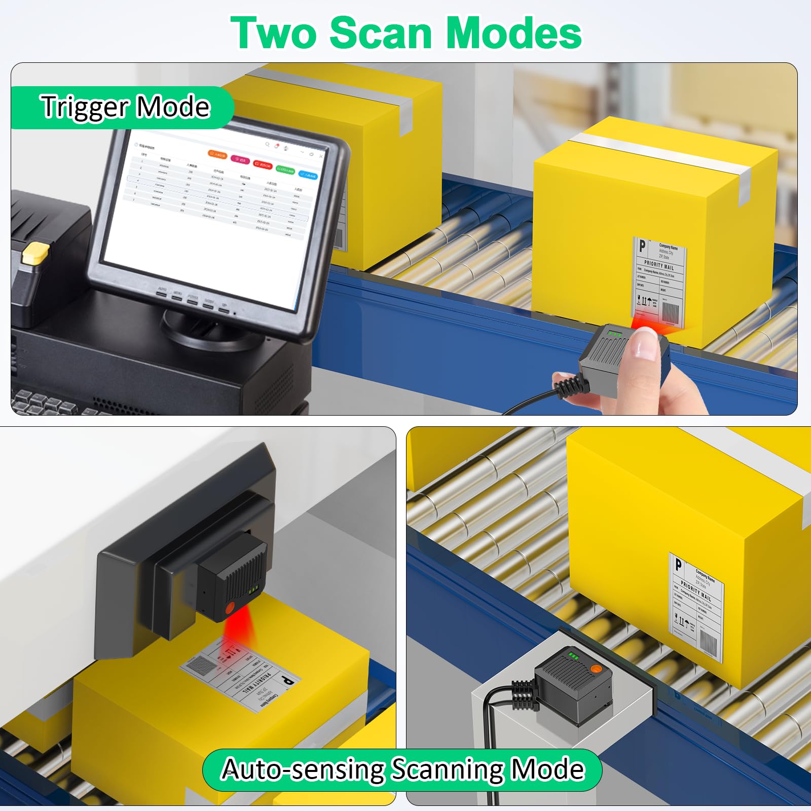 Symcode 2D Embedded Barcode Scanner Fixed Mount Barcode Scanner Scan Engine, Ultra-Rugged Metal Cover 1D 2D QR Barcode Scanner with Auto Sensing