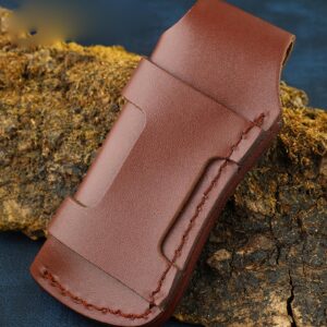 2Pcs Portable Pocket Leather Knife Belt Loop Sheath Case,Folding Knife Case with Snap Closure Horizontal Hunting Blade Sheath Cover for Outdoor Bushcraft Camping