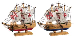 sailingstory wooden pirate ship model sailboat decor boat model set of 2 pack