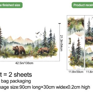 RAINBOW WSK Large Jungle Animals Wall Decals Forest Tree Wall Decal Peel and Stick Woodland Bear Fox Deer Wall Stickers Giant Mountain Wall Art for Bedroom Nursery Room FX-C432