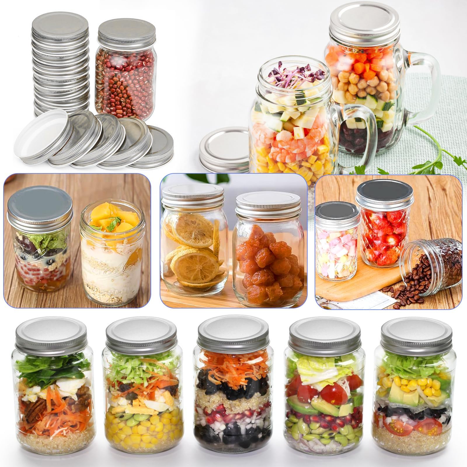 meiyimaoyi 50Pcs 2.75inch Mason Jar Lids Regular Mouth,Lids Leak Proof Secure Mason Storage Solid Caps, 100% Fit & Airtight for Regular Mouth Mason Jars Yogurt Iidss,Canning lidss