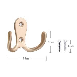 VIPERMARK 6 Pcs Double Prong Robe Hooks, Dual Coat Hooks Wall Mounted Hanging Clothes for Bathroom Bedroom Door Wall Retro Metal Cloth Hanger Double Coat Hooks with 12 Screws