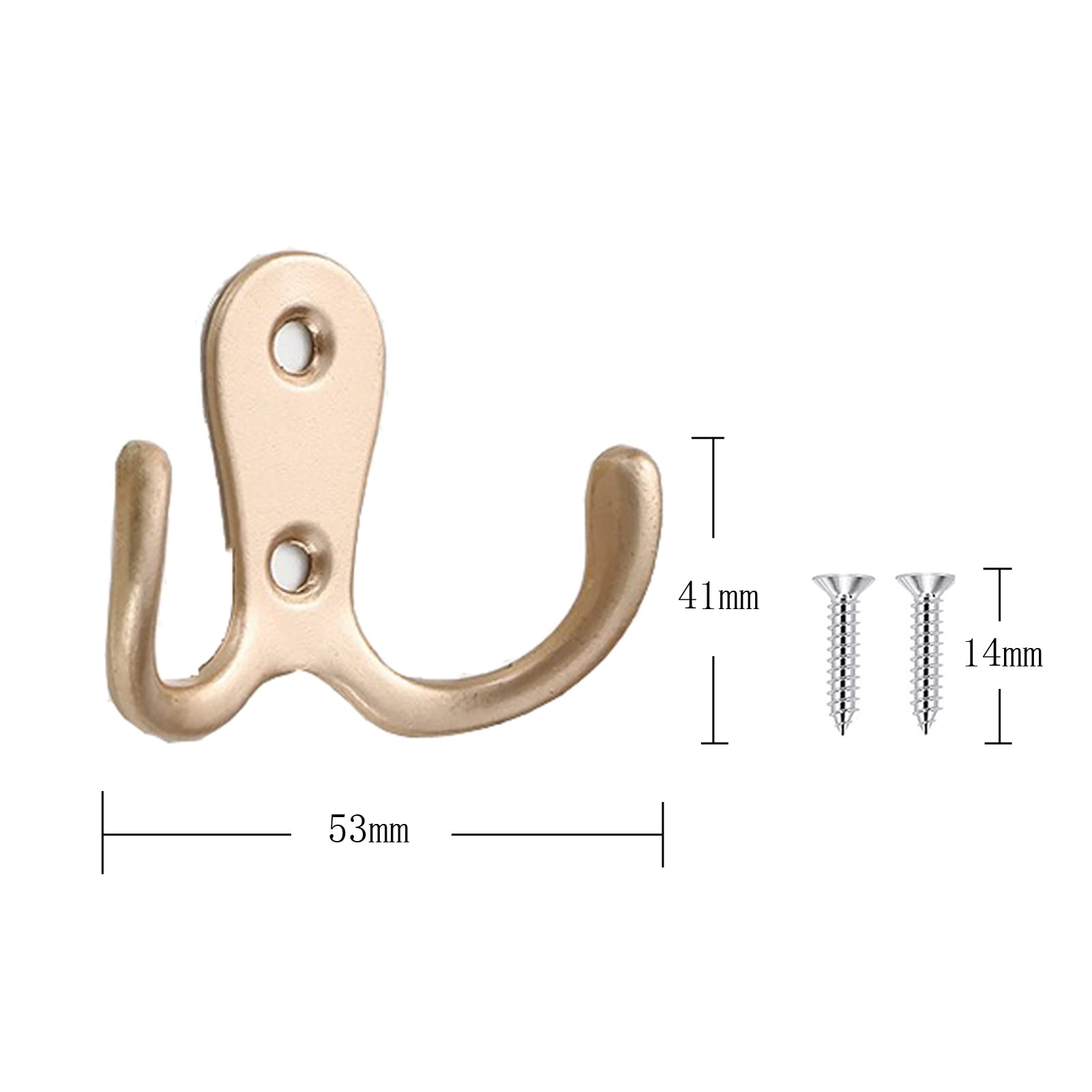 VIPERMARK 6 Pcs Double Prong Robe Hooks, Dual Coat Hooks Wall Mounted Hanging Clothes for Bathroom Bedroom Door Wall Retro Metal Cloth Hanger Double Coat Hooks with 12 Screws