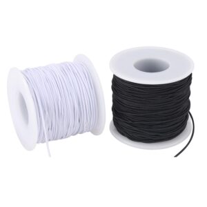 stretchy string for bracelets, 2 rolls 0.8mm,1 mm,1.2mm,1.5mm,330 feet sturdy elastic string cord for jewelry making, necklaces, beading and crafts (white black (1.0mm))