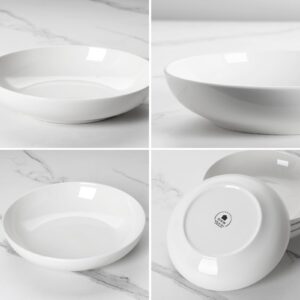 MALACASA 10" Large Pasta Bowls, 56 OZ White Salad Bowls Soup Bowls, Porcelain Serving Bowls Set of 4, Large Kitchen Bowl Plates Pasta Plates, Microwave & Dishwasher Safe, Series REGULAR