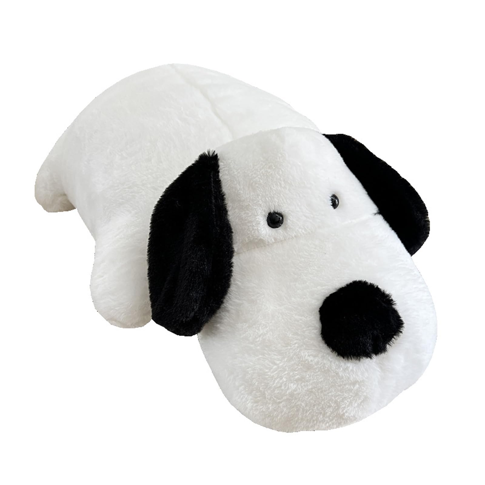 Haengbuk-Soft Puppy Plush Pillow, 23.6in/60cm Cute Stuffed Animals Toy, White and Black Dog Hugging Pillow, Gift for Kids and Friends