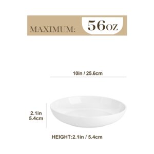 MALACASA 10" Large Pasta Bowls, 56 OZ White Salad Bowls Soup Bowls, Porcelain Serving Bowls Set of 4, Large Kitchen Bowl Plates Pasta Plates, Microwave & Dishwasher Safe, Series REGULAR