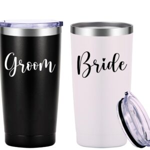 AMZUShome Groom & Bride Tumbler.Newlyweds Gifts.Engagament Wedding Couple Gifts.Mr and Mrs Gifts. Bridal Shower Gifts.Bride Groom Honeymoon Gifts.(20oz Black & White)