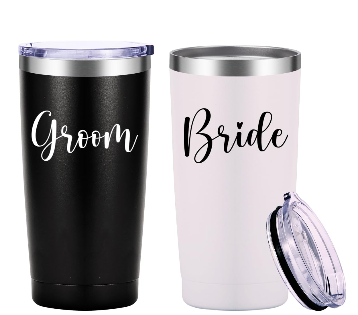 AMZUShome Groom & Bride Tumbler.Newlyweds Gifts.Engagament Wedding Couple Gifts.Mr and Mrs Gifts. Bridal Shower Gifts.Bride Groom Honeymoon Gifts.(20oz Black & White)