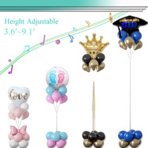 Decojoy Balloon Column Stand Kit Set of 2, 2IN1 Balloons Holder Sets Balloon Arch stand for Floor, 9 Feet Height Adjustable Metal Balloon Tower Pillar for Graduation, Wedding, Party Decoration