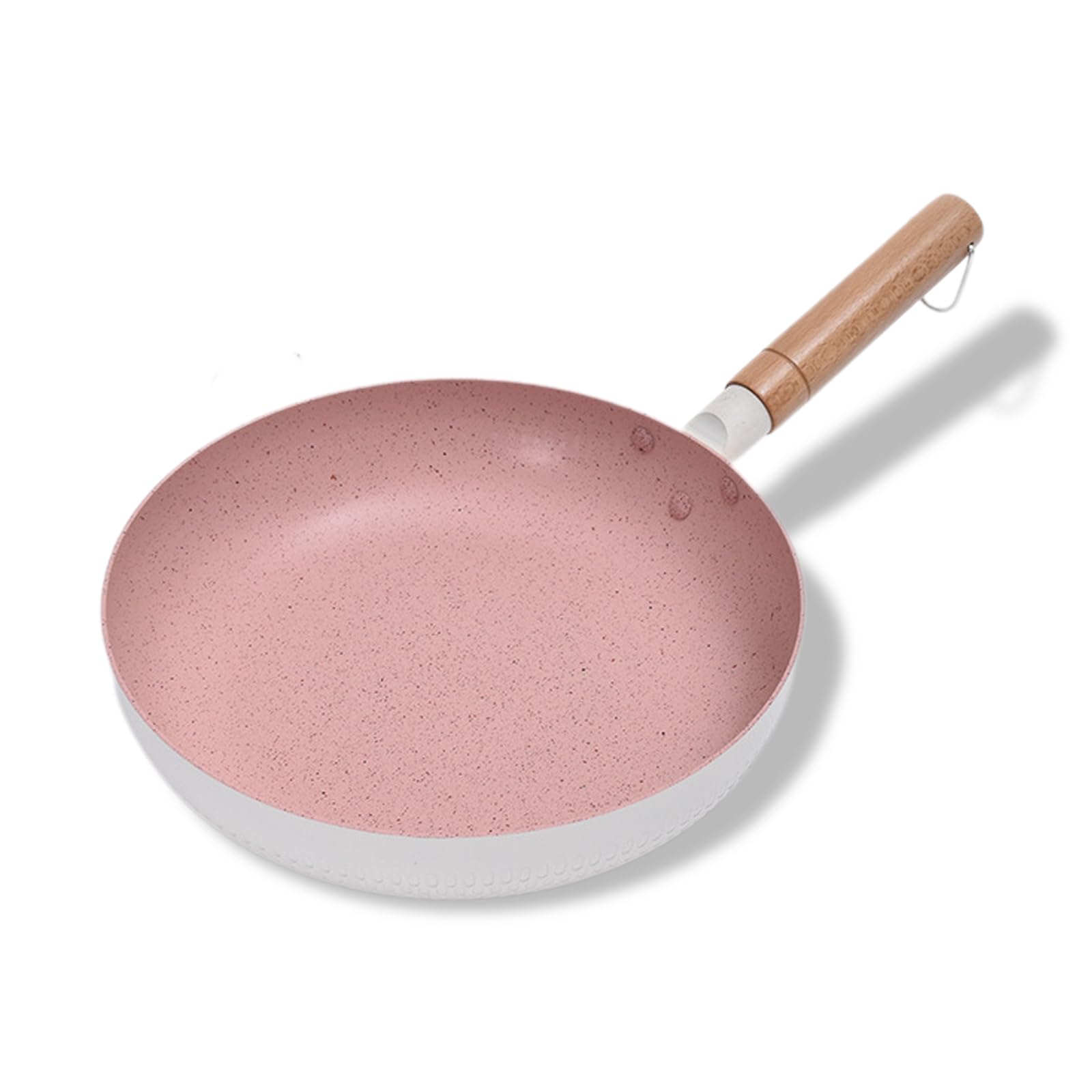 Tauvirboff Nonstick Frying Pan Skillet, 7.8 Inch Pink Egg Omelette Pan With Hook, Aluminum Saute Pan with Wood Handle, Flat Bottom Wok Suitable for Gas, Induction, Electric Stove, PFOA Free (Pink)