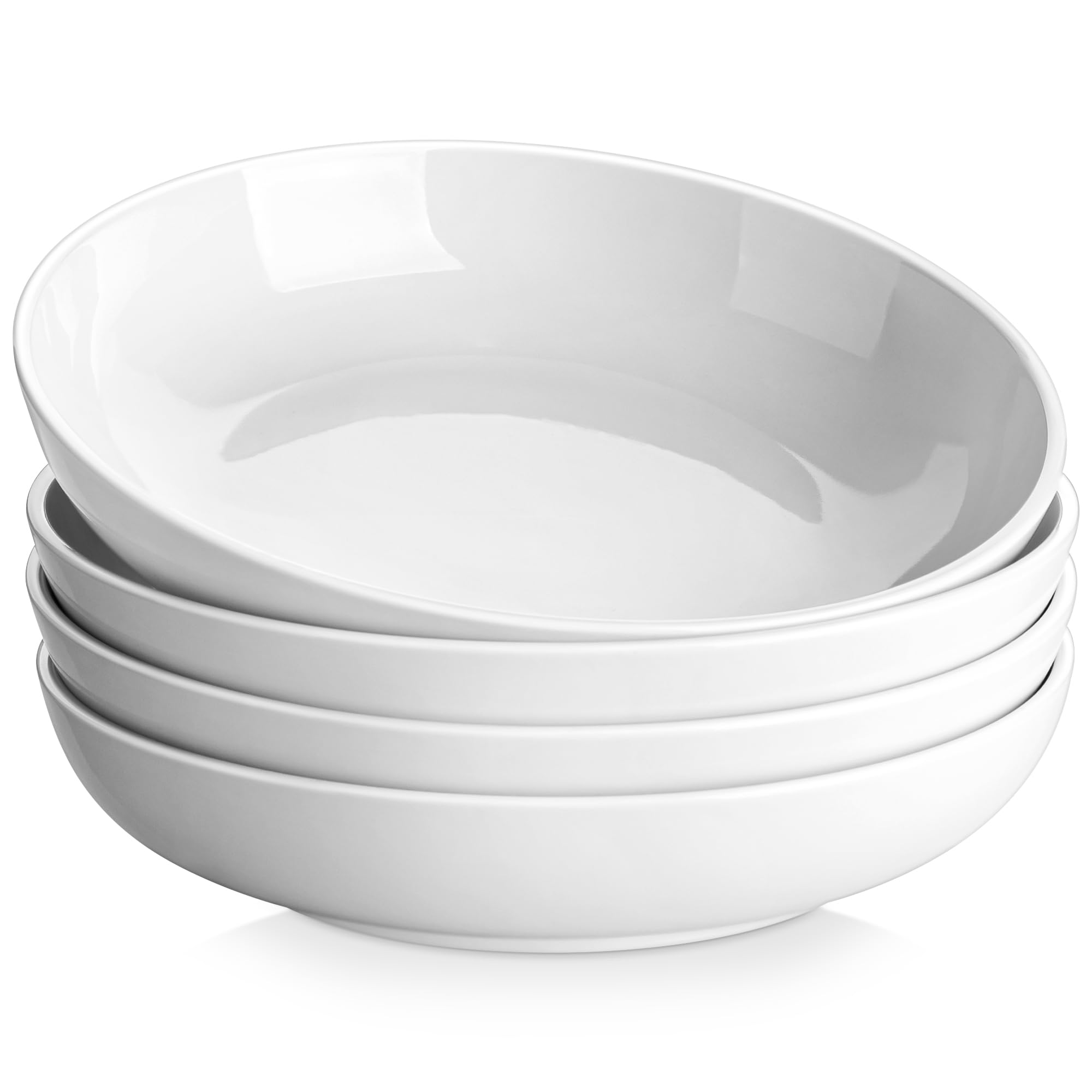 MALACASA 10" Large Pasta Bowls, 56 OZ White Salad Bowls Soup Bowls, Porcelain Serving Bowls Set of 4, Large Kitchen Bowl Plates Pasta Plates, Microwave & Dishwasher Safe, Series REGULAR