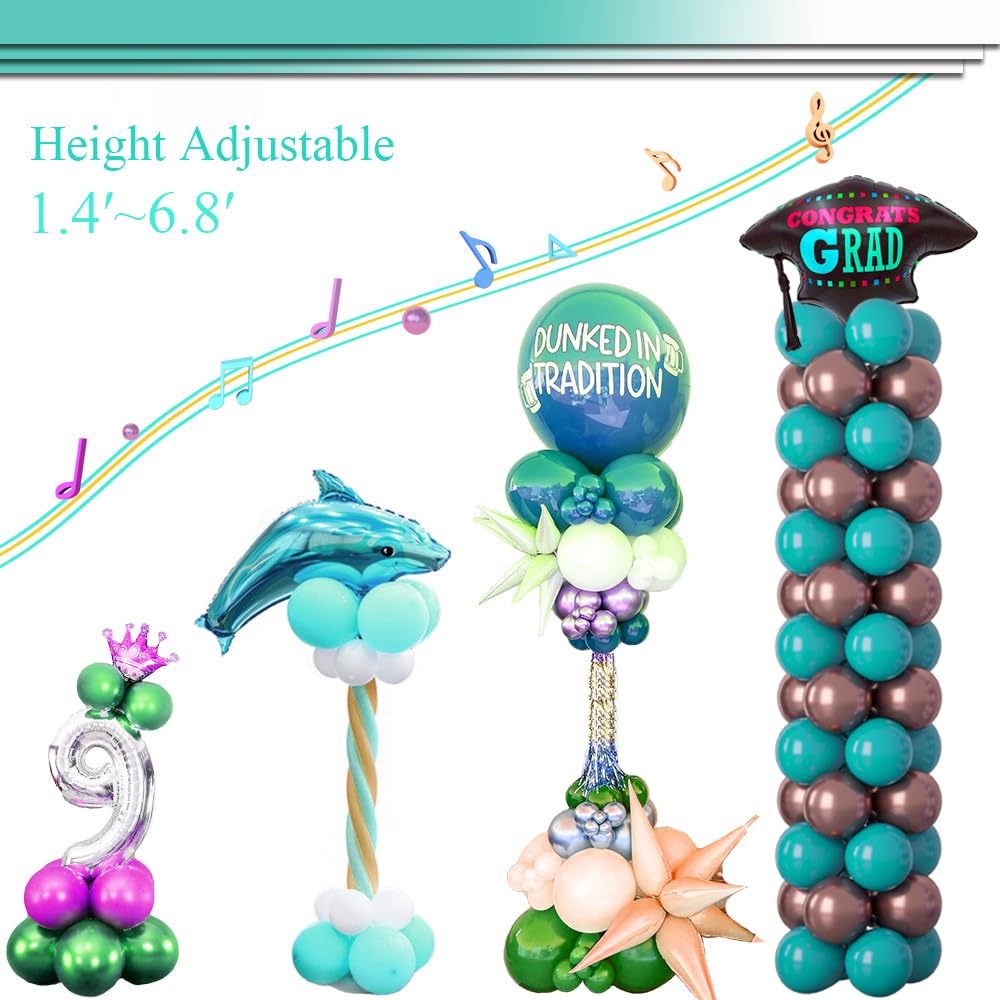 Decojoy Balloon Column Stand Kit Set of 2, 2IN1 Balloons Holder Sets Balloon Arch stand for Floor, 9 Feet Height Adjustable Metal Balloon Tower Pillar for Graduation, Wedding, Party Decoration