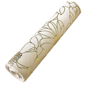 HYANG White Hot Stamping Flower PU Faux Leather Roll 12" x 53" Very Suitable for Making Crafts, Leather Earrings, Holiday Decor, Different DIY Projects, Handbags