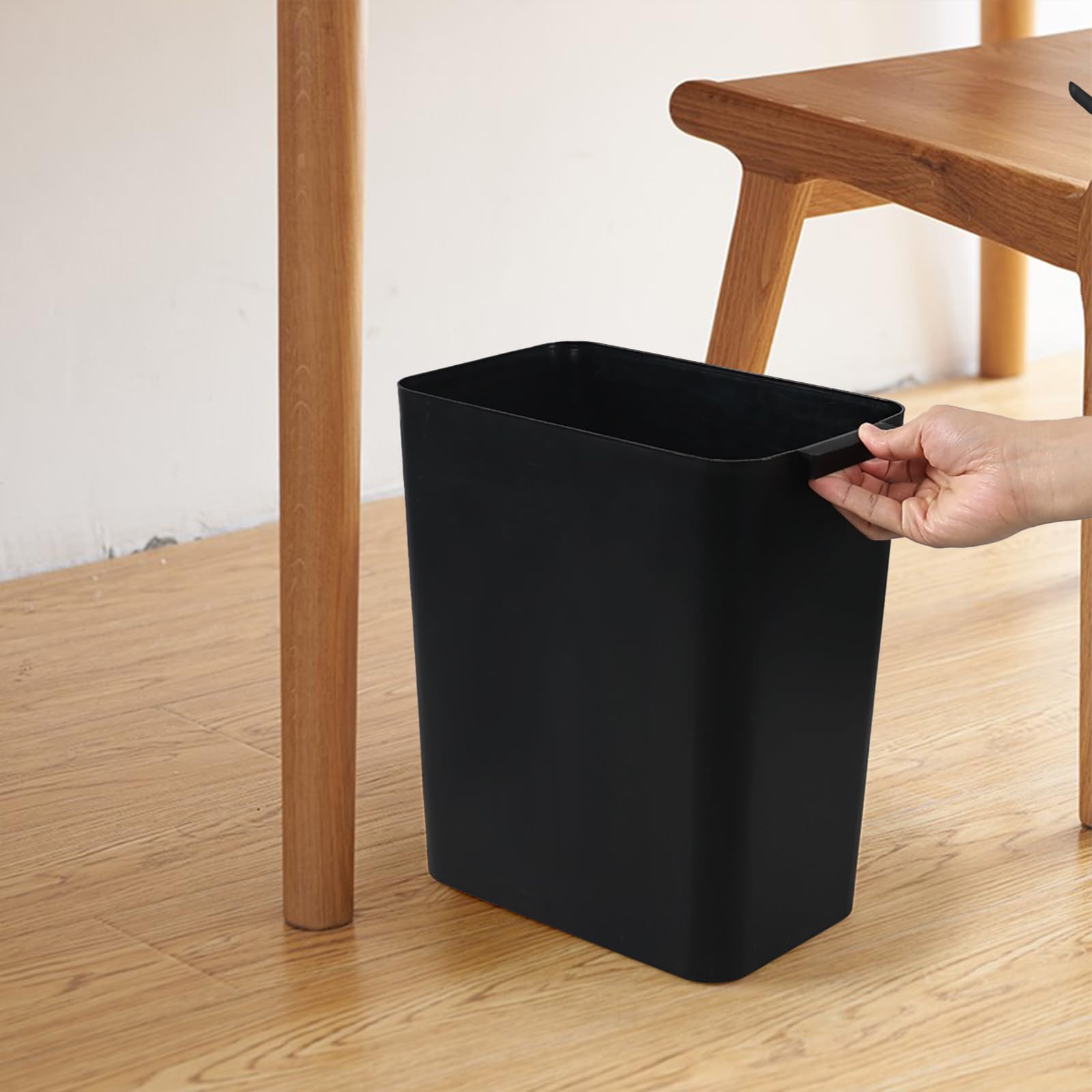 Ponpong 4.5 Gallon Black Plastic Small Trash Can, Slim Waste Basket for Bathroom Office, 3 Packs