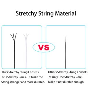 Stretchy String for Bracelets, 2 Rolls 0.8mm,1 mm,1.2mm,1.5mm,330 Feet Sturdy Elastic String Cord for Jewelry Making, Necklaces, Beading and Crafts (White Black (1.0mm))