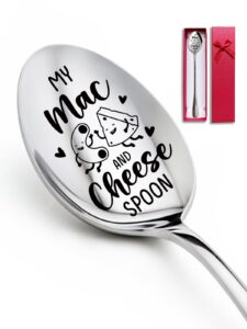 advivio my mac and cheese spoon - funny engraved stainless steel spoon, mascarpone sheese dessert spoon dinner spoon for mac and cheese lovers friends brother sister graduation christmas gifts