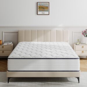 txo twin xl mattress, 8 inch medium firm hybrid mattress with antistatic breathable euro top cover, motion isolation, pressure relief, single mattress in a box