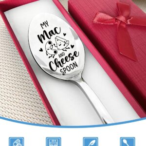 Advivio My Mac and Cheese Spoon - Funny Engraved Stainless Steel Spoon, Mascarpone Sheese Dessert Spoon Dinner Spoon for Mac and Cheese Lovers Friends Brother Sister Graduation Christmas Gifts