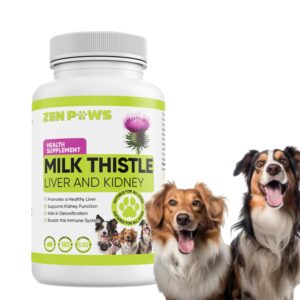 zenpaws milk thistle for dogs - 180 chewable tablets - canine liver and kidney support supplement for dogs - detox for dogs - liver supplement for dogs, 800 mg