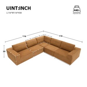 VASOENY 116 X 116'' Modular L Shaped Sectional Sofa, Oversized Luxury L Shaped Couch, Upholstered Foam-Filled Modern Corner Sofa for Living Room, Office, Apartment