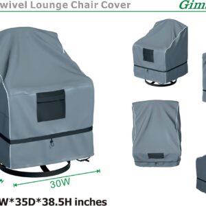 GimaiOurunOutdoor Swivel Lounge Chair Cover 1 Set, Waterproof Heavy Duty Outdoor Chair Cover, Outdoor Lawn Patio Furniture Rocking Chair Cover, (30 W x 35 D x 38.5 H inches), Gray